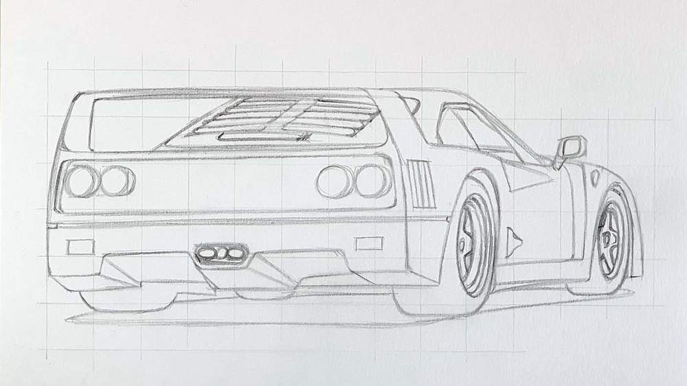How to Draw a Ferrari F40 | Easy and Realistic Step-by-Step Tutorial